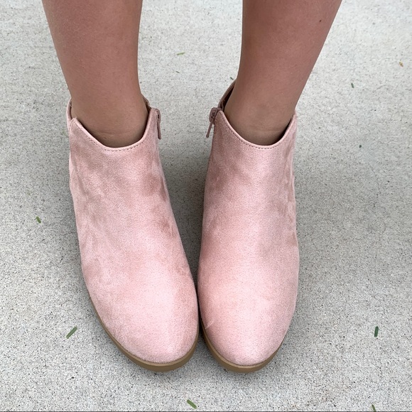 Shoes | New Light Pink Vegan Suede Zip Up Ankle Booties | Poshmark